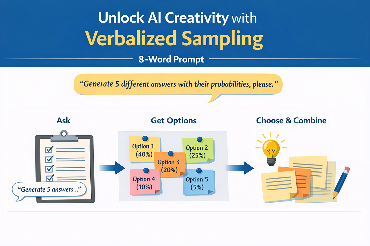 Verbalized Sampling 8-Word Prompt for More Creativity | by Wrap Up | Medium