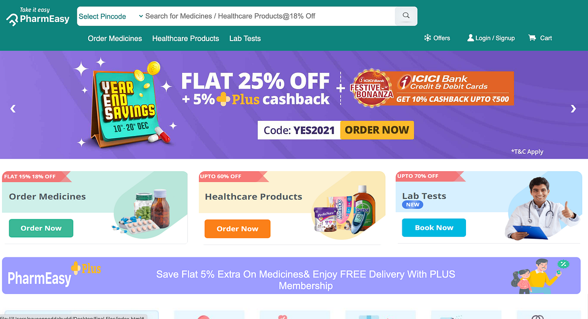Our First Project: Cloning the Pharmeasy E-commerce Website. | by Satyajit_Sahu_1997 | Medium