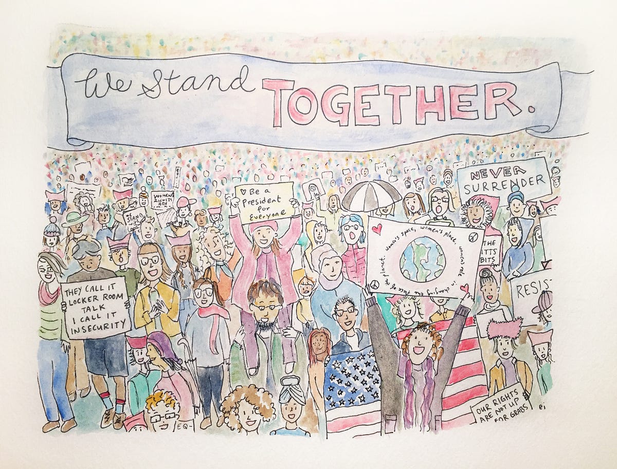 Women from Every Women’s March in One Watercolor | by Emma Ignaszewski ...