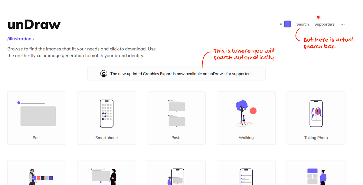 The Importance of Search Bar Placement: A UX Lesson from UnDraw. | by ...