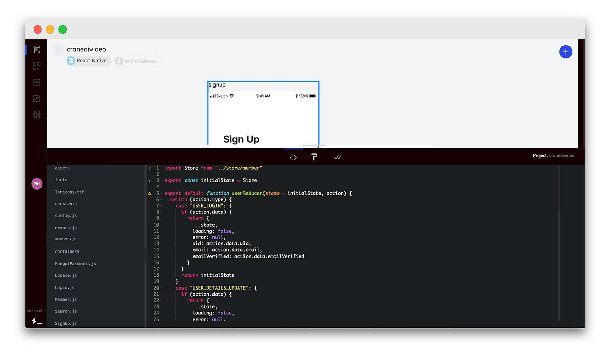 Creating an app like Instagram with CraneAi using React Native (part 1 ...