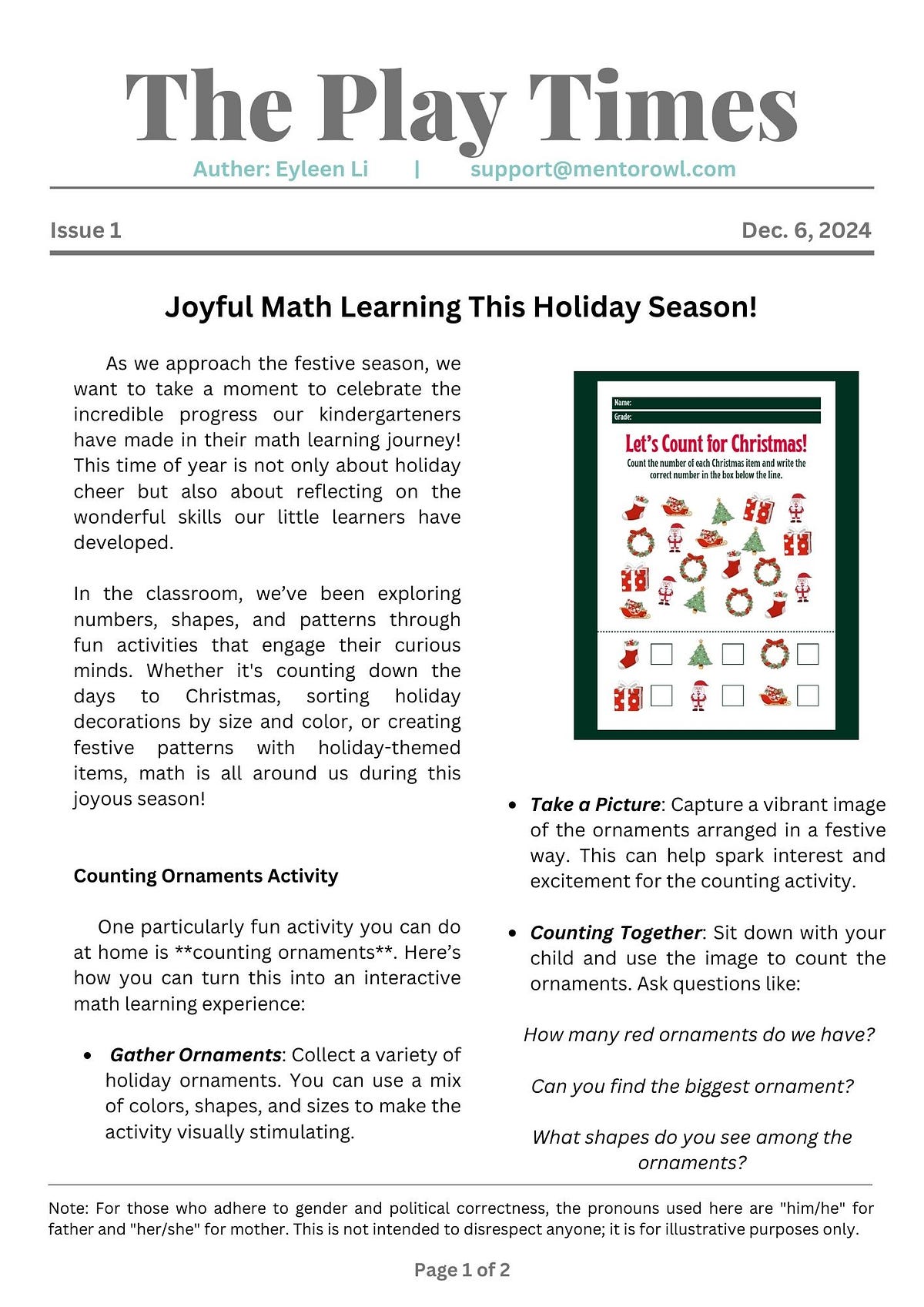 Fun Holiday Math Activities for Kindergarten Kids | Medium