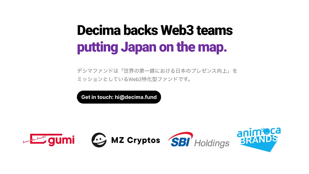 USD 50m Decima Fund for Japanese Web3 Founders | by Norbert Gehrke | Tokyo FinTech | Medium