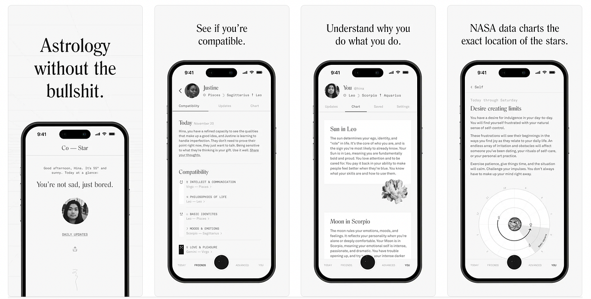 When being pretty is not enough — UX Case Study app Co-Star | by Nicole Ramírez | Medium