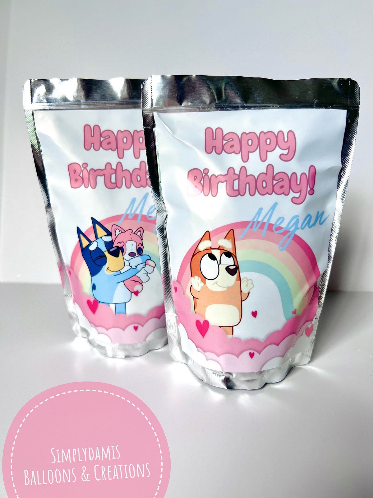 Party favors waterproof CapriSun labels, Bluey Birthday, Pink Bluey ...