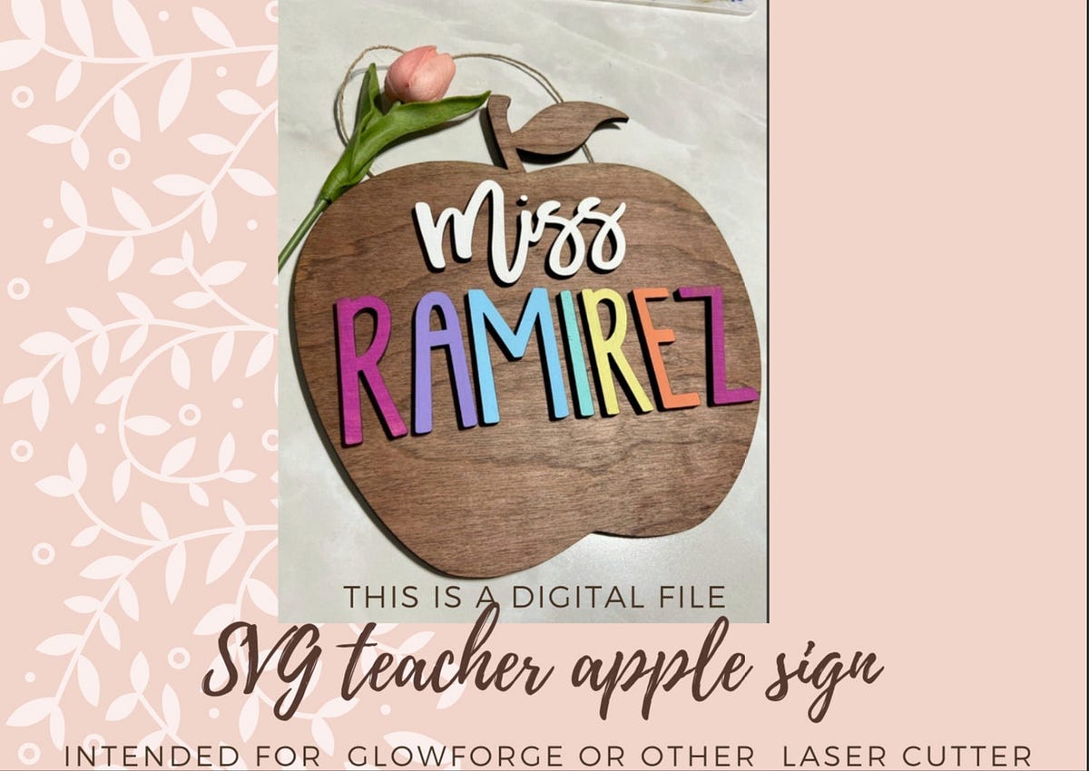 SVG teacher sign, Personalized teacher gift file, laser cut file ...