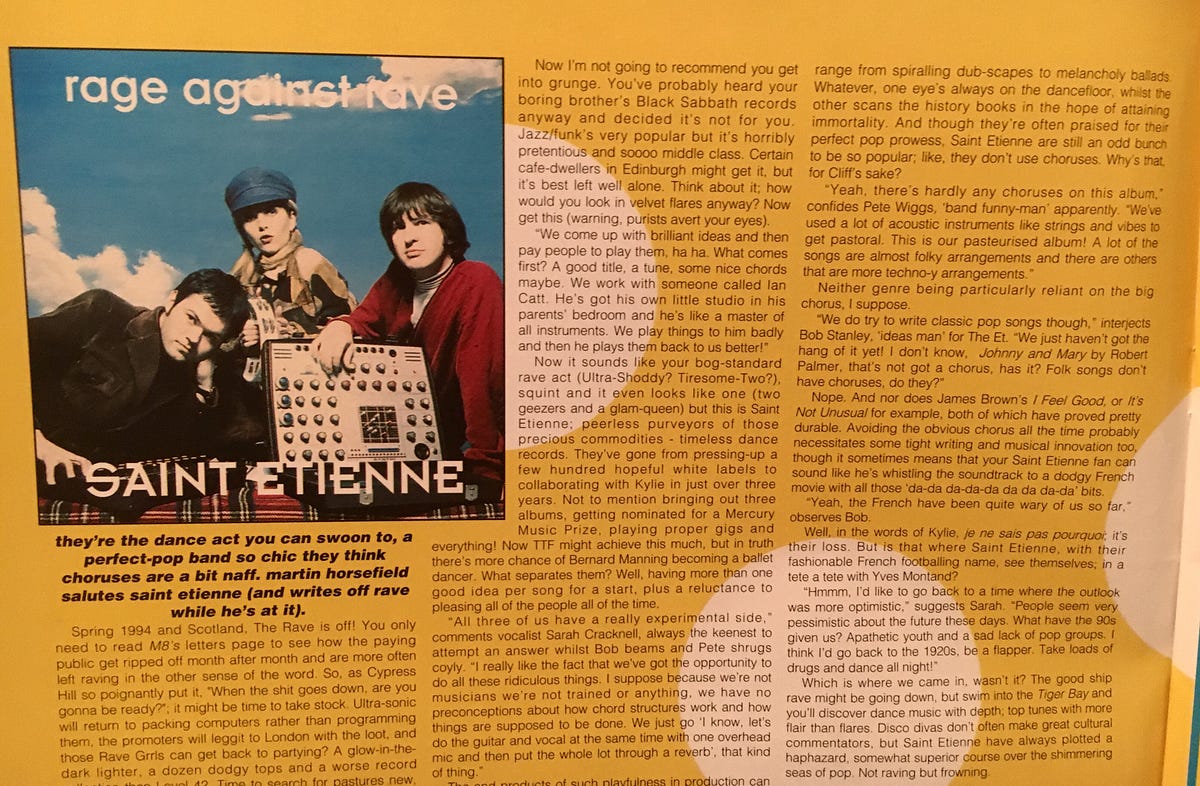 Rage against rave: Saint Etienne. Originally published in M8 magazine ...