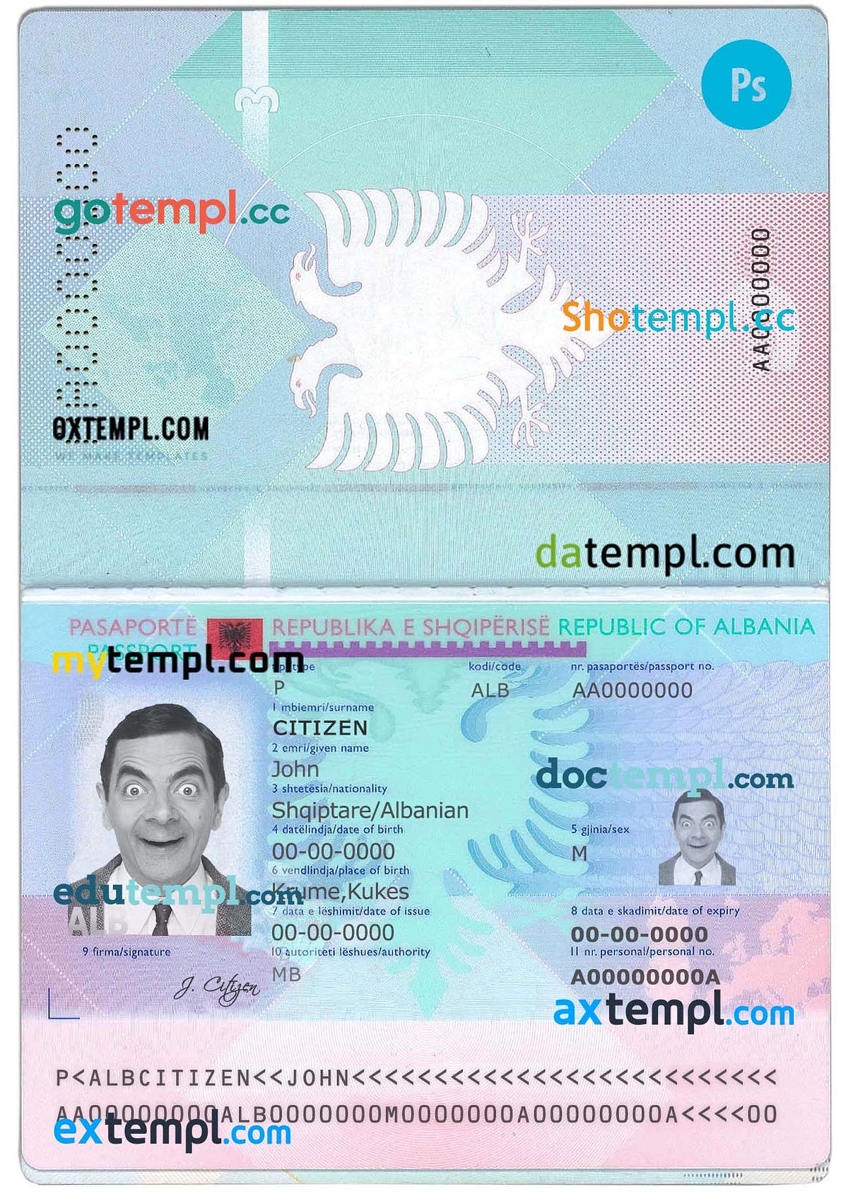 Sample Albania Passport Psd Files Scan And Photograghed Image 2 In 1 Download By