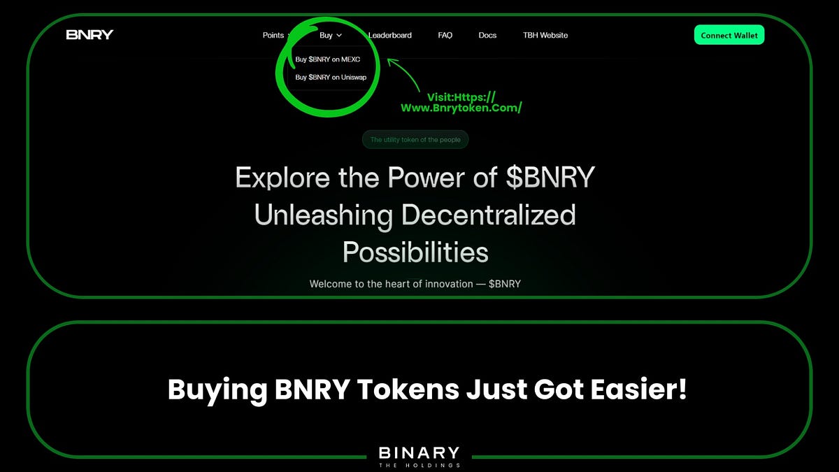 Buying $BNRY Tokens Just Got Easier! | by The Binary Holdings (TBH) | Medium