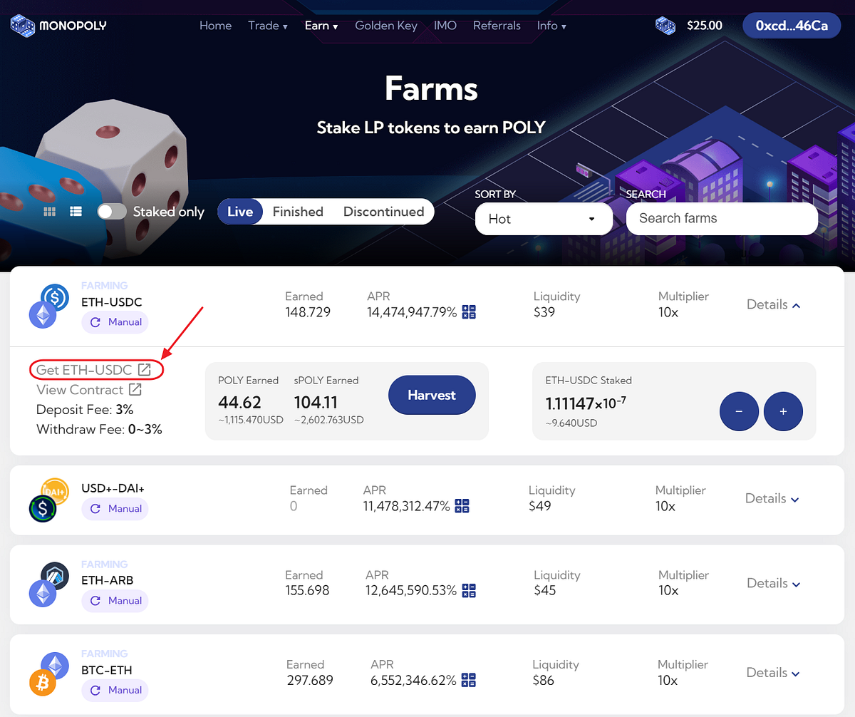 Guide — Deposit LP / Unstake $sPOLY | by Monopoly Finance | Medium