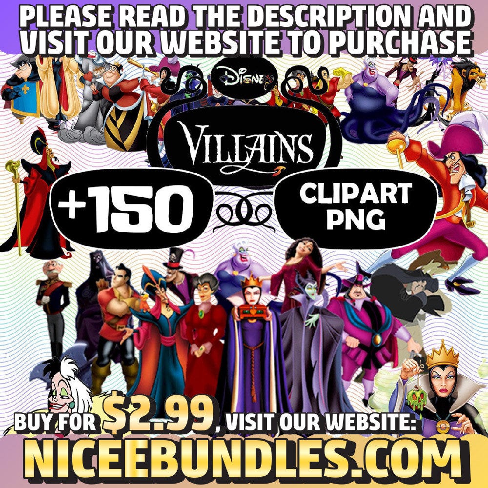 Free Villains Digital Download, Villains PNG Clipart bundle, Villains ...