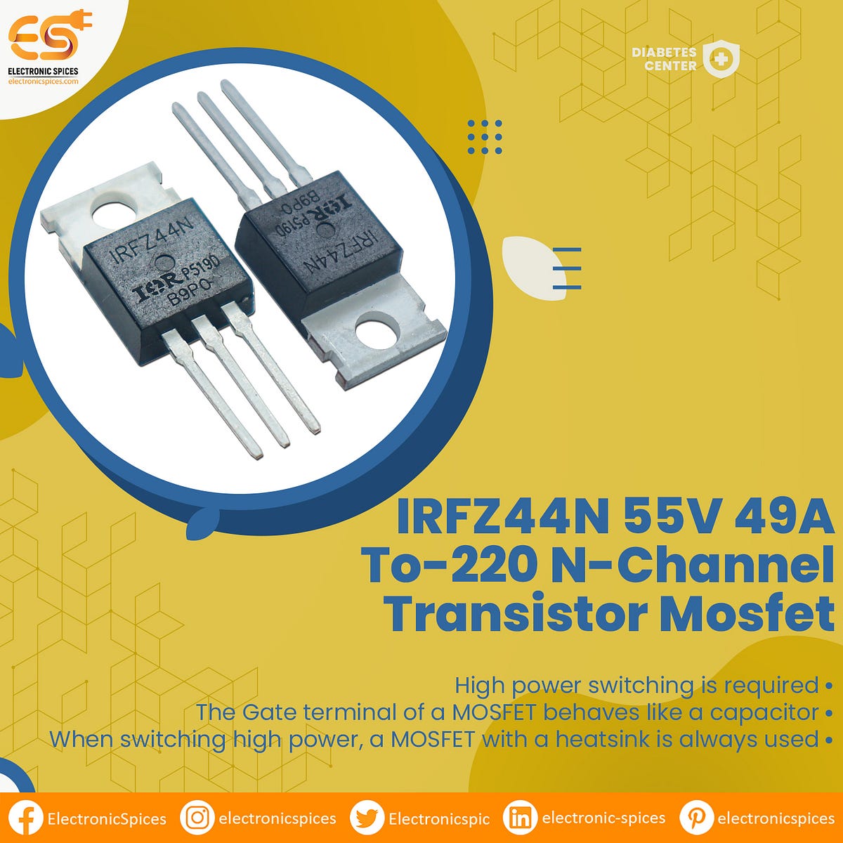 IRFZ44N 55V 49A To-220 N-Channel Transistor Mosfet | by Electronic Spices | Medium