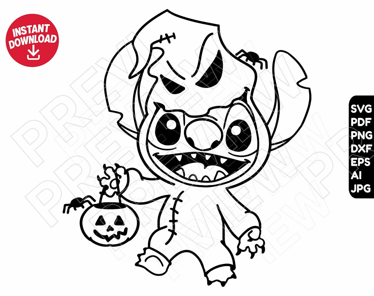 Stitch Halloween SVG Oogie Boogie dxf png clipart , the nightmare ...