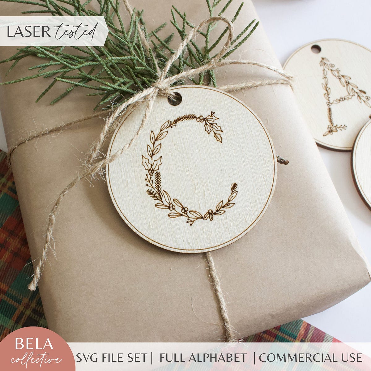 SCORING Winter Floral Round Gift Tag SVG Files | Glowforge Laser ...