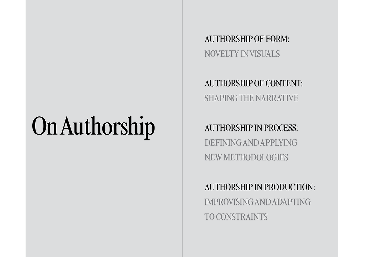 Design and authorship, Design as Authorship | by Amogh Bhatnagar | Medium