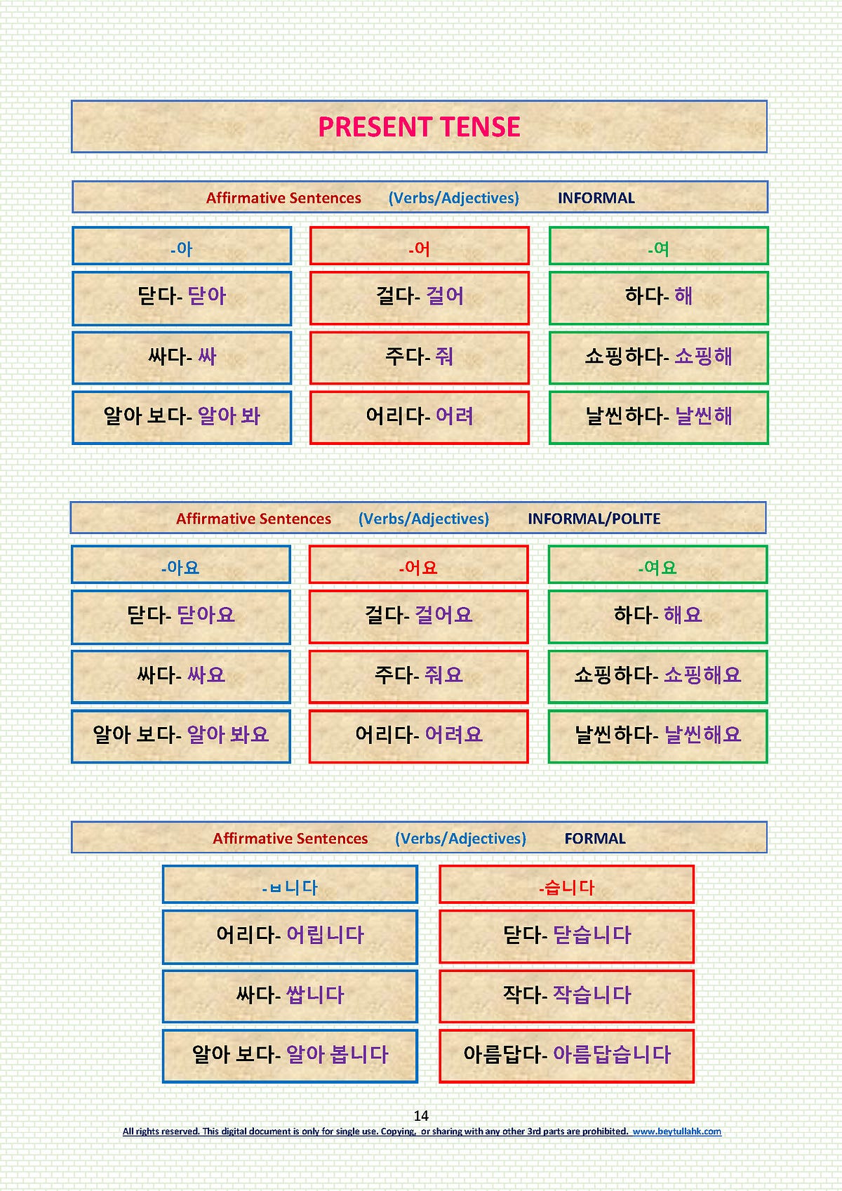 How to Conjugate Simple Present Tense in Korean (현재시제) - Beytullah Kurt ...