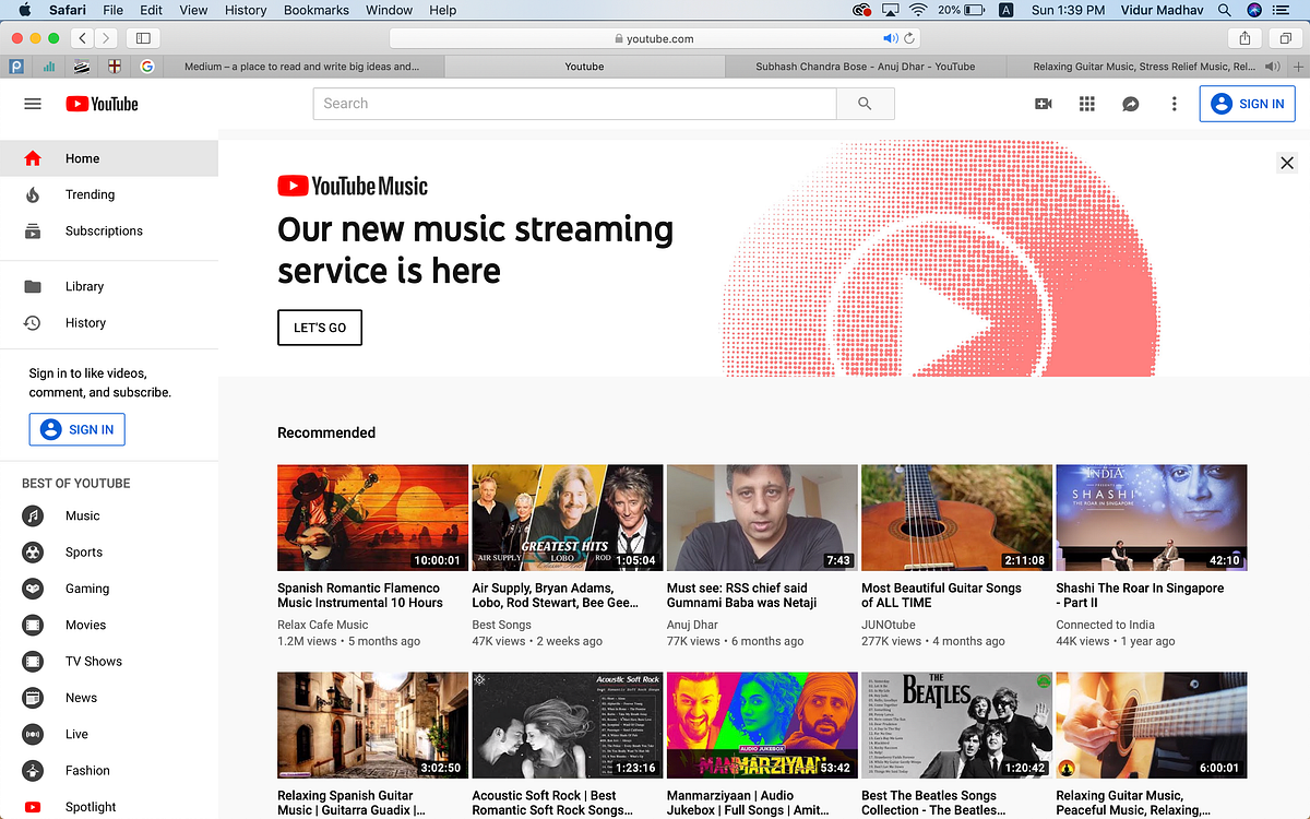 The Youtube Interface. YouTube is a video streaming website… | by Vidur ...