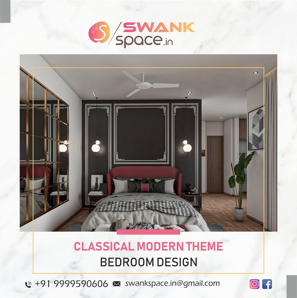 Classical Modern theme Bedroom Design - SwankSpace - Medium