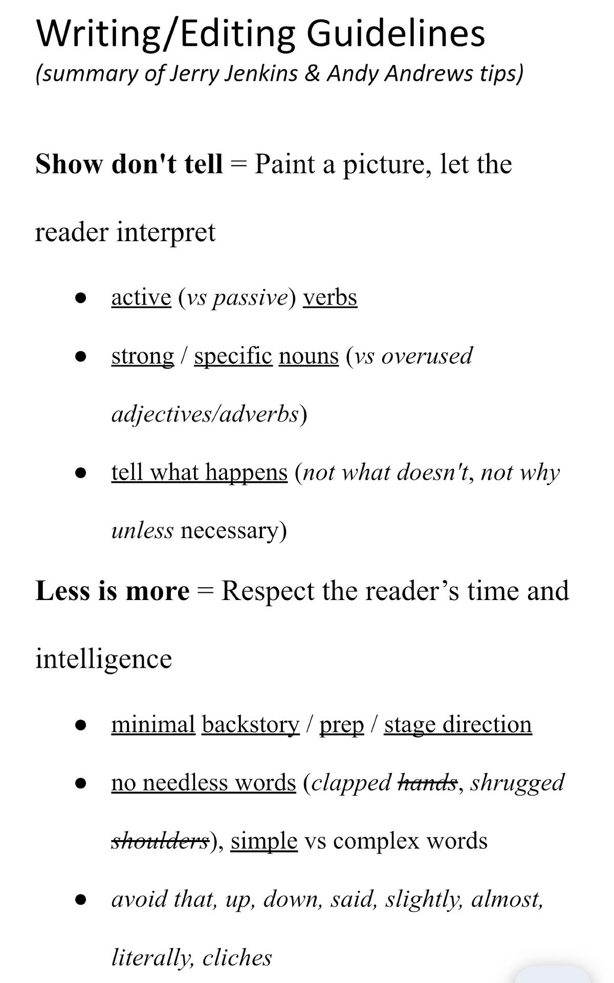 Writing/Editing Guidelines - Debbie Esslinger - Medium