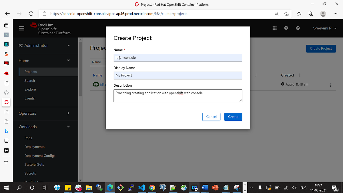 Creating an application with the web console | by Sreevani | Medium