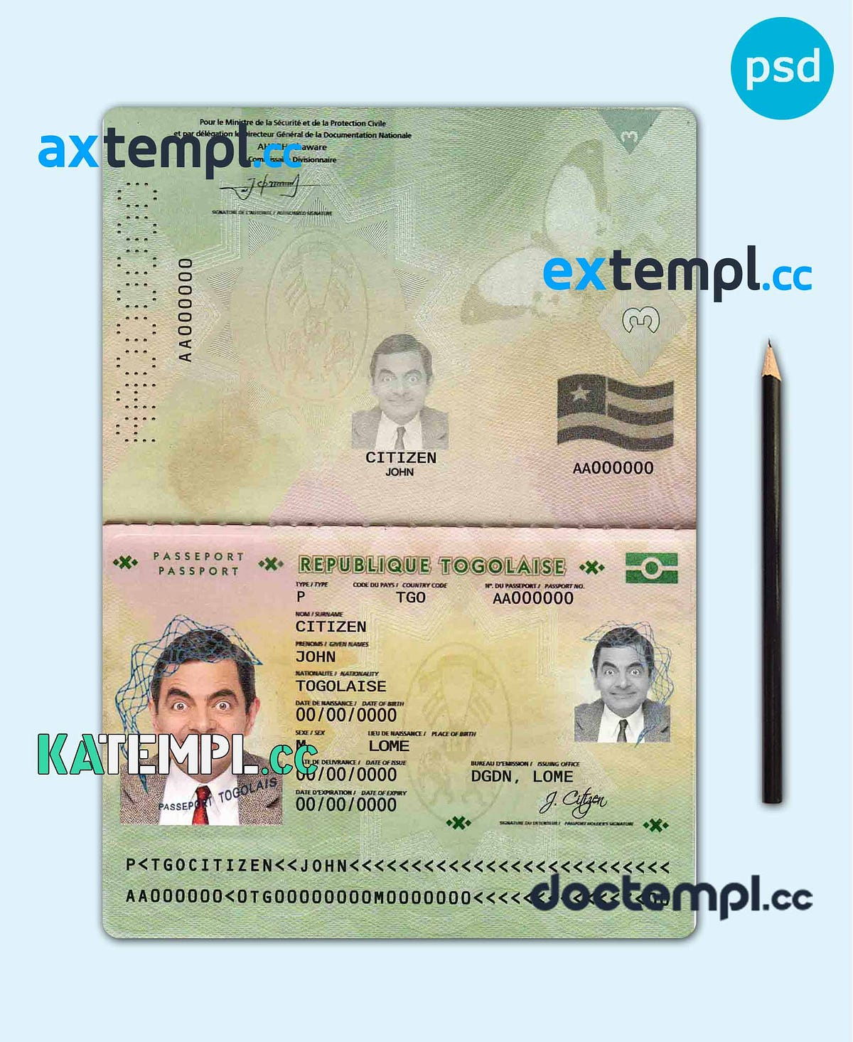 sample Togo passport template in PSD format download | by Axtempl | Jan ...