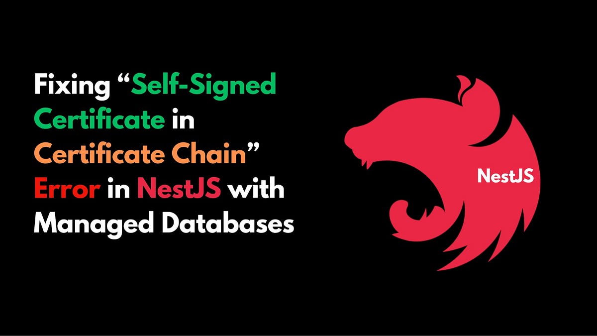 Fixing Self Signed Certificate In Certificate Chain” Error In Nestjs