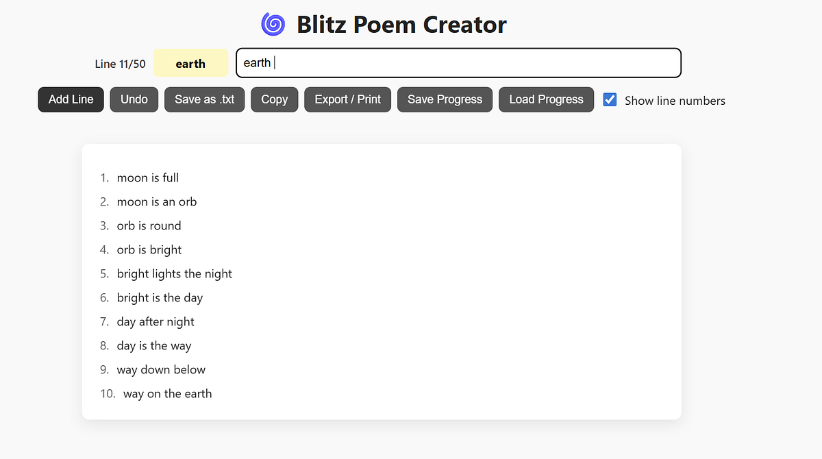 Blitz Poem Tool. A human-directed, ChatGPT created tool | by Steve ...