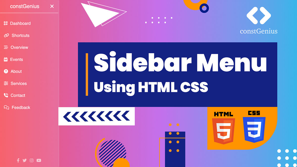 Sidebar Menu Using Html Css Side Navbar Constgenius Medium