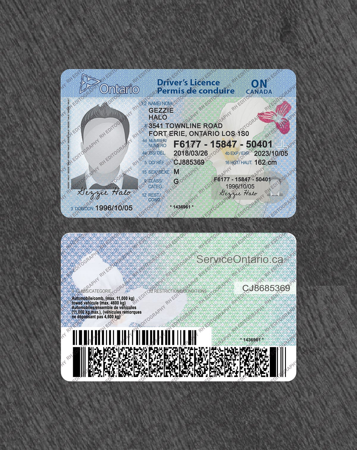Ontario Driving Licence PSD Template • Fully Editable • High Qaulity ...
