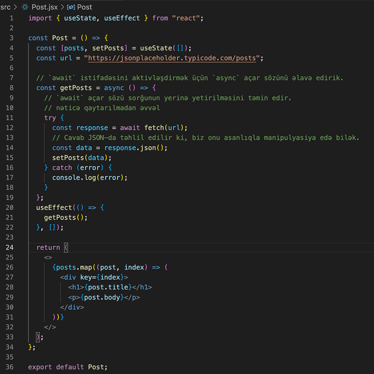 Async Await sintaksisi ilə Fetch və Axios istifadə edərək React-da API ... Async Await sintaksisi ilə Fetch və Axios istifadə edərək React-da API ...