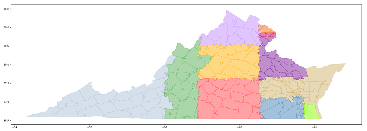 A New Redistricting Algorithm: Redistricting Virginia | by Chris Larson | Medium