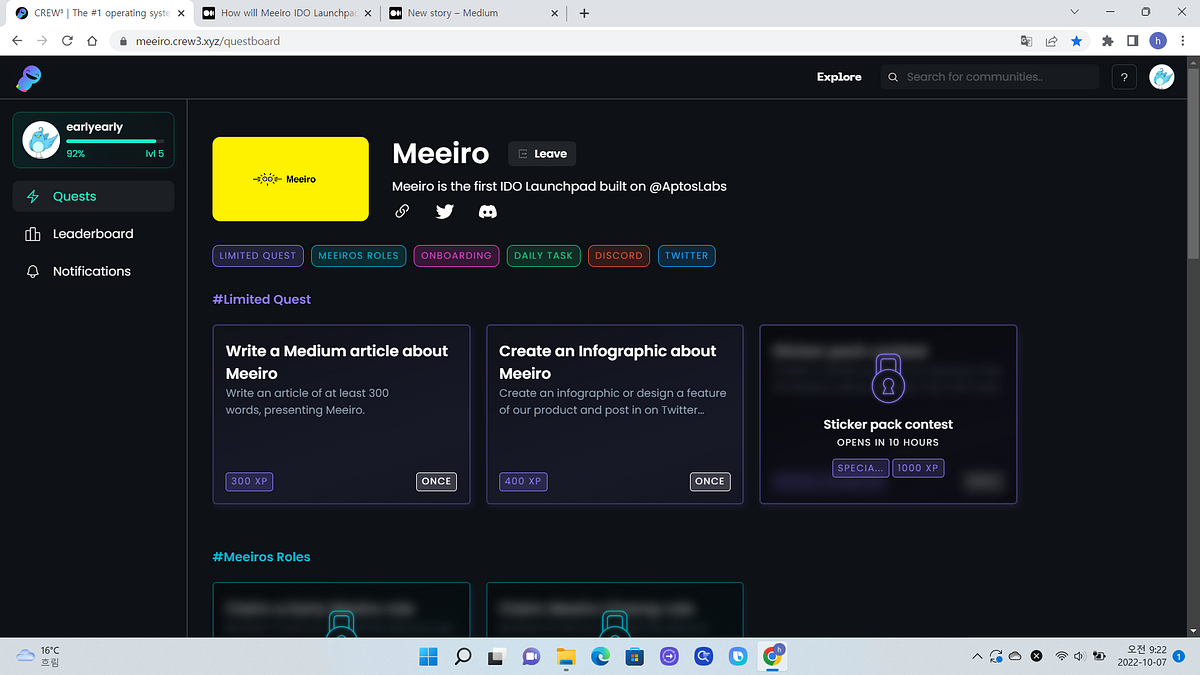Meeiro CREW3. Meeiro crew3 미션을 수행해보자 | by feelsogood | Medium