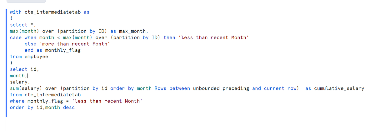 Leet Code SQL Problem (Category Hard) — Cumulative Salary problem | by ...