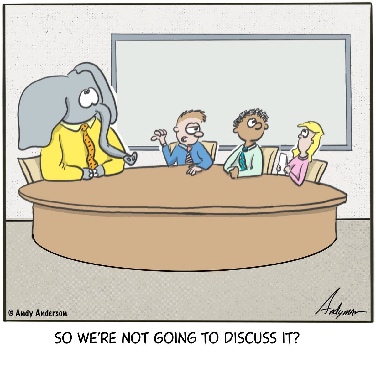 Elephant in the room cartoon by Andy Anderson | Andy Anderson Cartoons