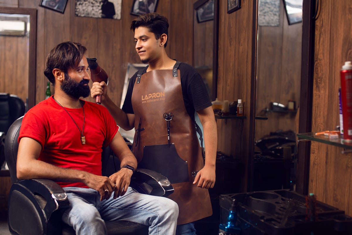 Barber Leather Apron: Durability and Style - Anr - Medium