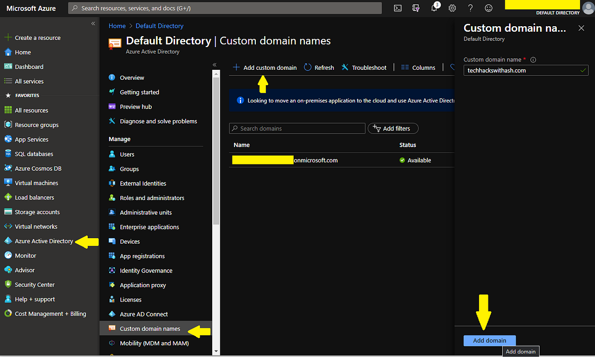 Add custom domain names in your Azure Active Directory | by Ashish ...