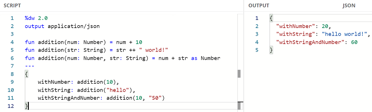 Function Overloading in DataWeave | by Raghav Rampal | Medium