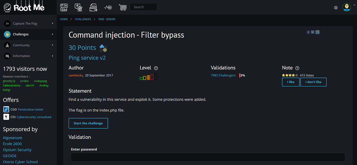 rootme | Command injection — Filter bypass | by Abdelfattah Elsabagh | Medium
