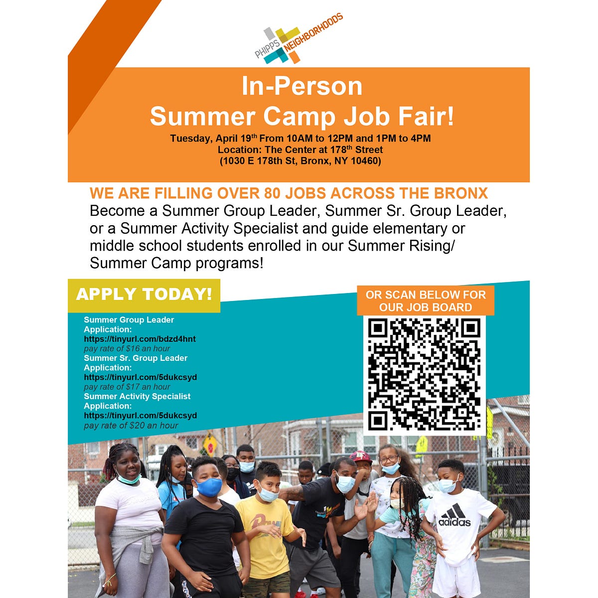 Summer Camp Job Fair with Phipps Neighborhoods — 4/19 - NeON Works - Medium