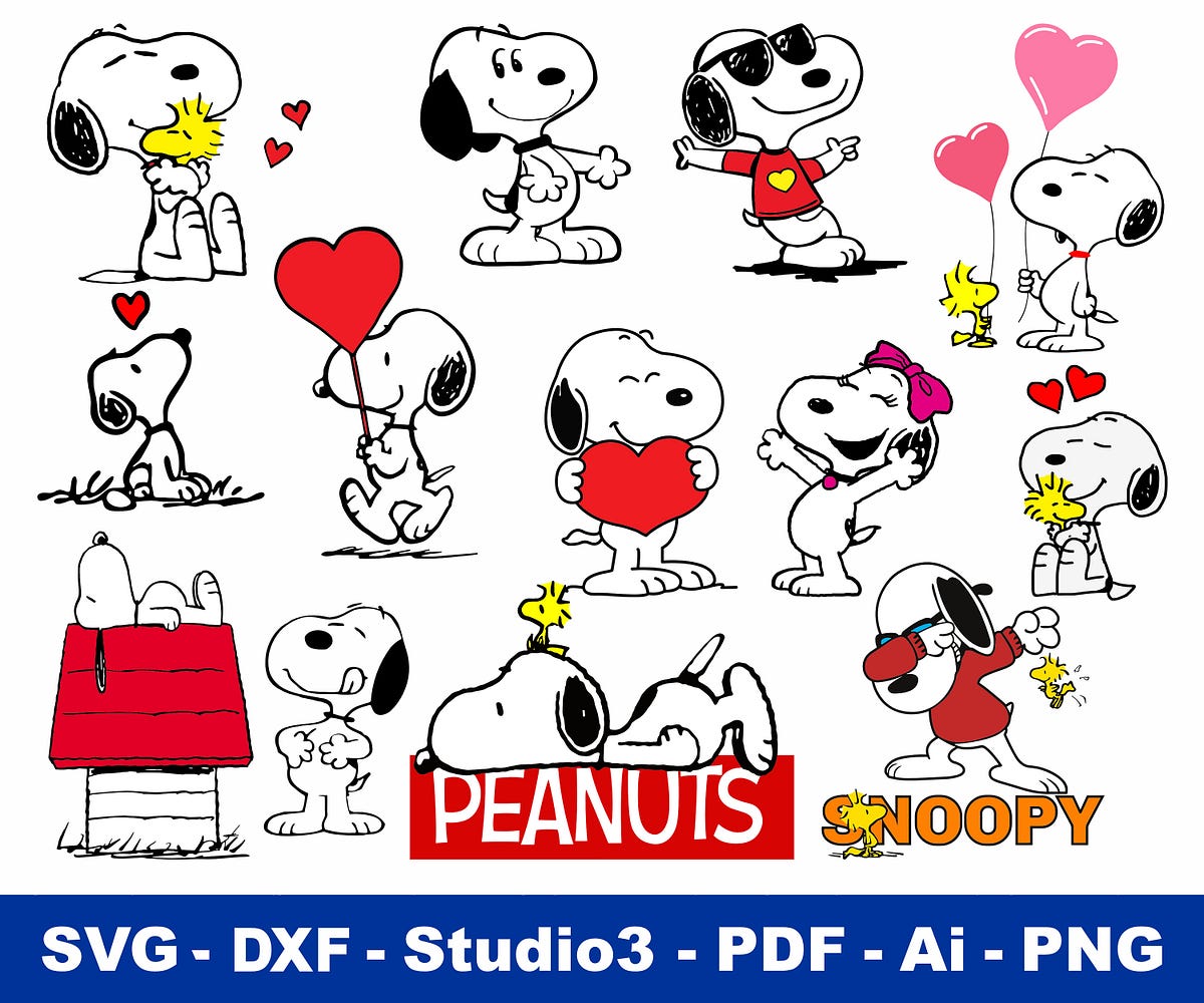 Snoopy Svg, Snoopy Cut file, Snoopy Clipart, Charlie Brown Svg, Peanuts SVg, Dxf, Studio3, PNG ...