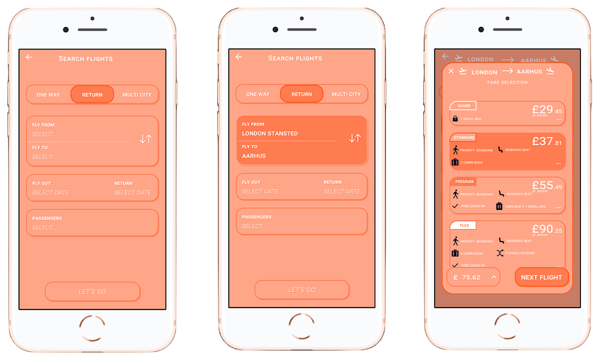 Fly UX — building a flight booking app | by Martin Kejser | Medium