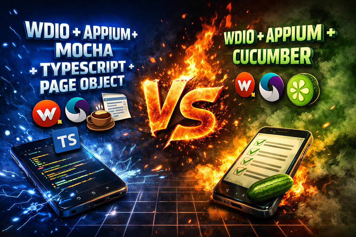 WDIO + Appium + Mocha + TypeScript + Page Object VS WDIO + Appium ...
