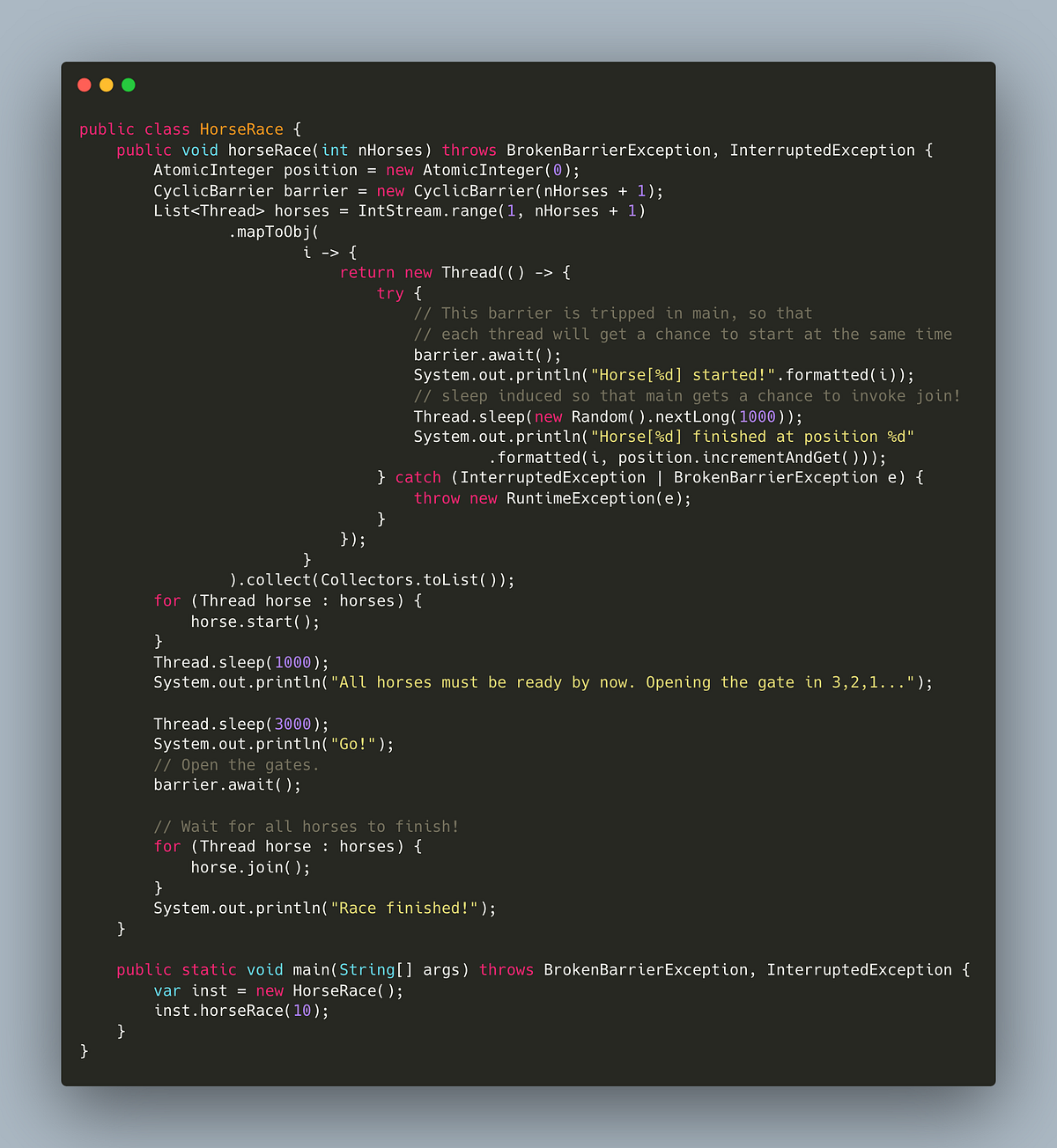 Horse race simulation — A java threading exercise | by Gopikrishnan Naranathu Sivaprasad | Medium