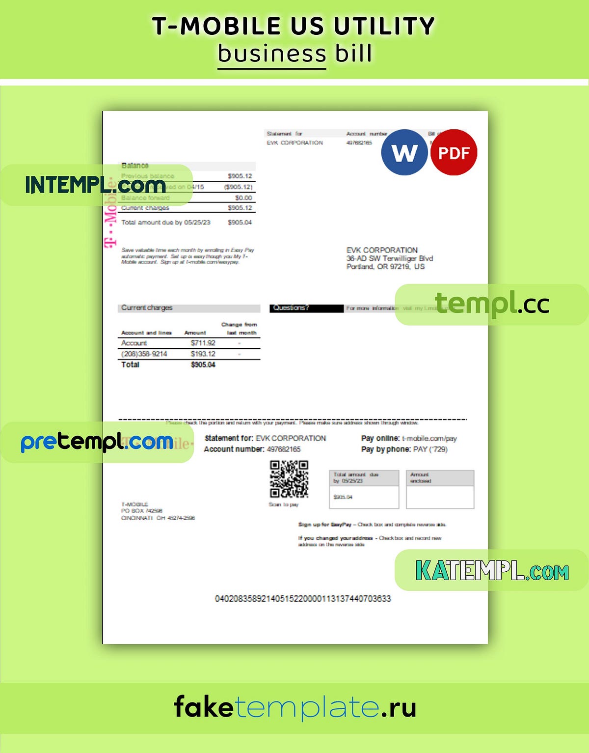 T-Mobile US business utility bill, PDF and Word template | by Storeintempl | Jan, 2024 | Medium