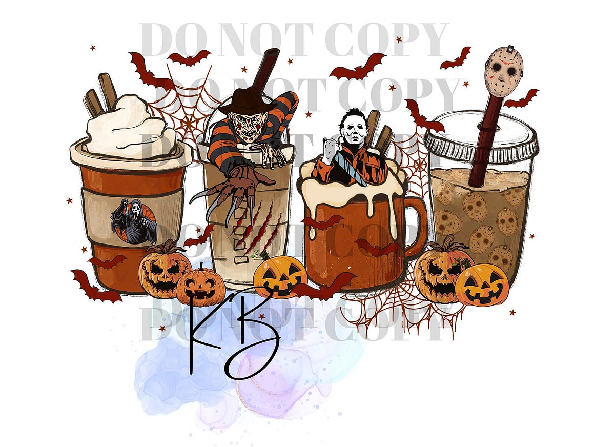 Halloween horror coffee PNG, pumpkin spice, Fall PNG, Freddy Krueger ...
