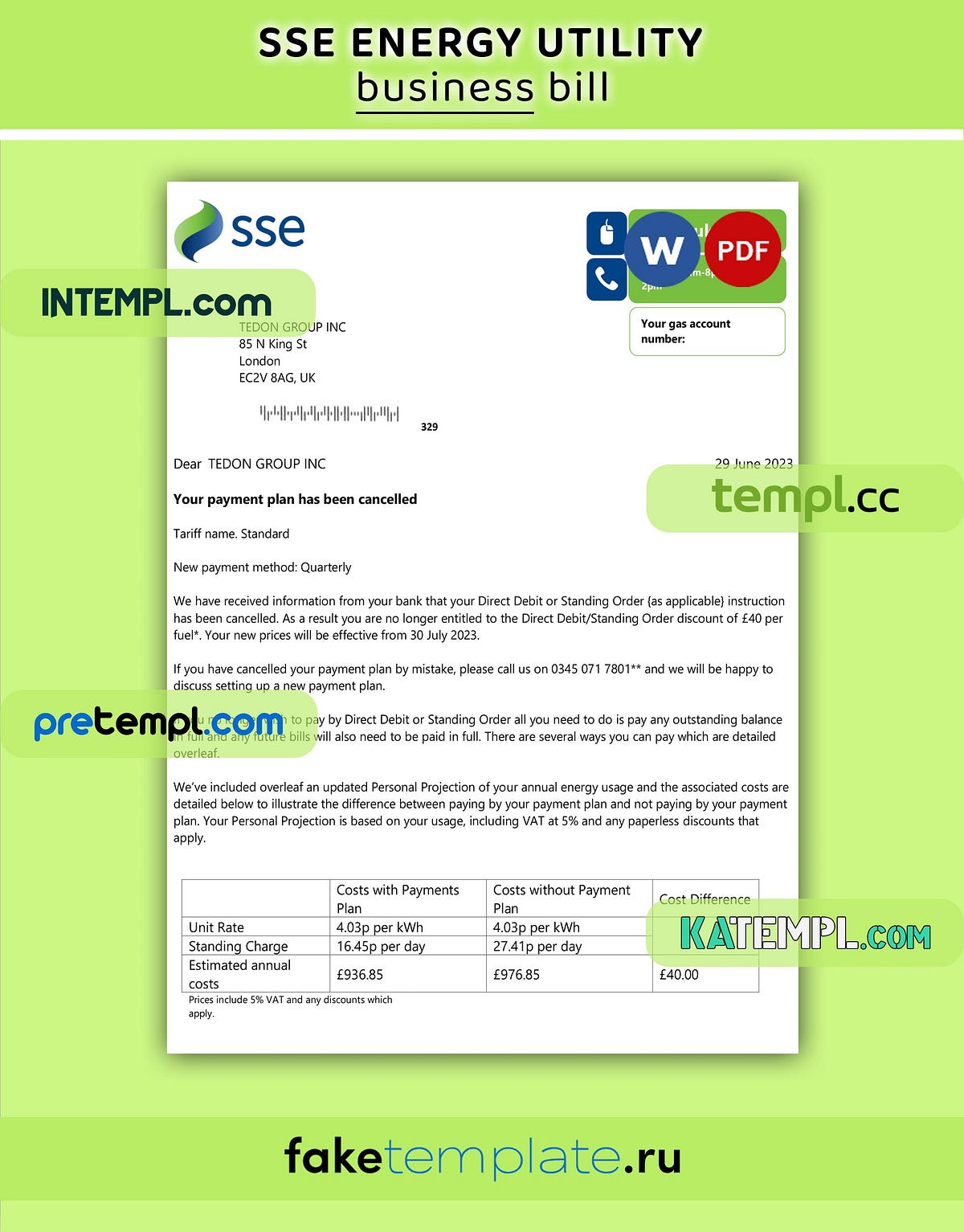 SSE Energy business utility bill, Word and PDF template, version 1 | by Storeintempl | Jan, 2024 ...