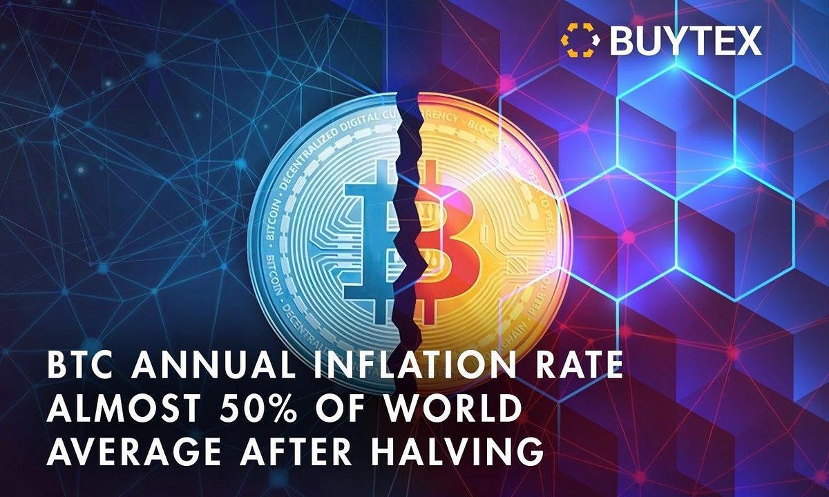 BTC annual inflation rate almost 50% of world average after halving ...