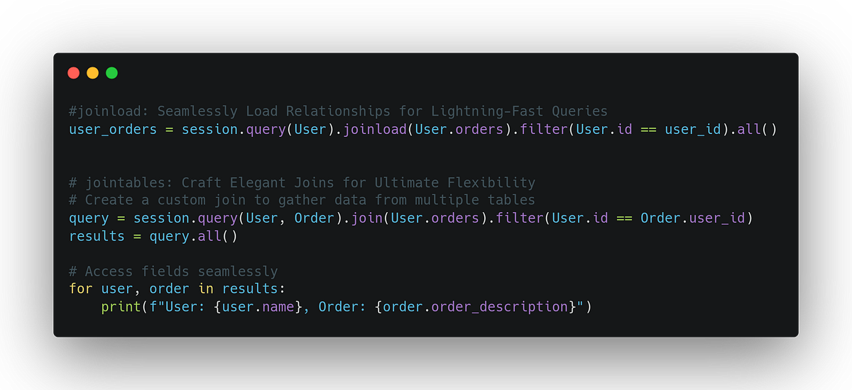 Embark on a journey to optimize your SQLAlchemy queries with the dynamic duo: joinload and ...