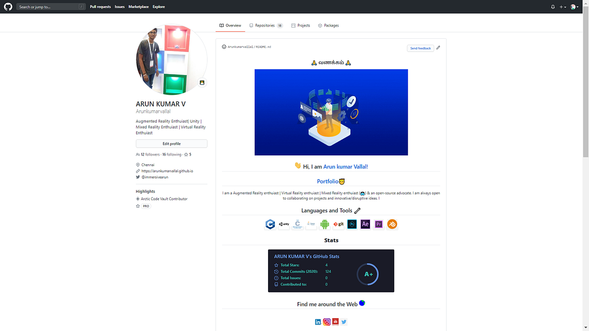 How To Create A GitHub Profile README 📝 | by Arun kumar V | Medium