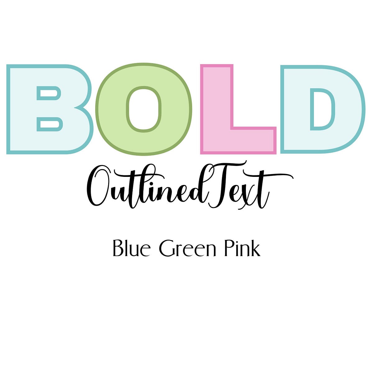 Bold filled Font 3 colors, outline font solid alphabet letters assorted ...